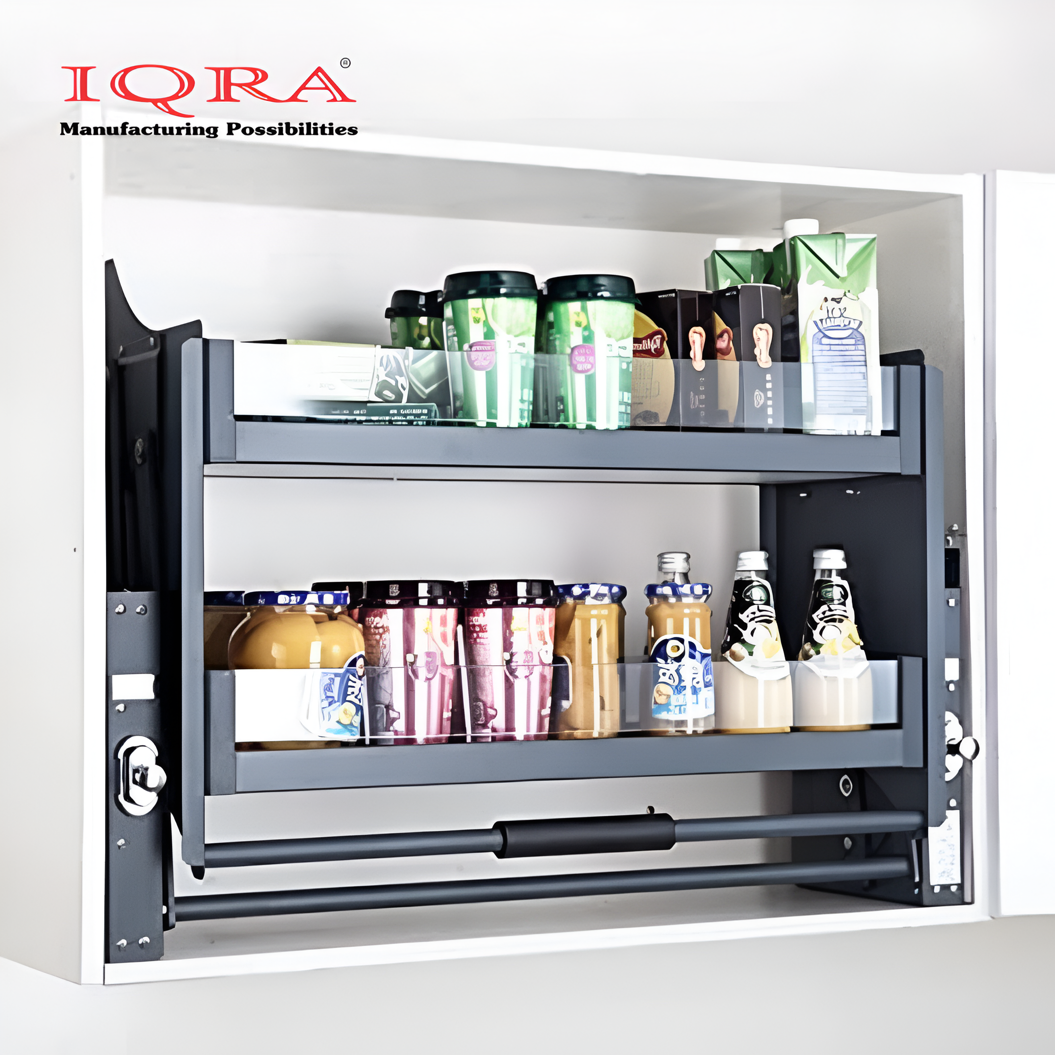 IQRA Storage Rack Lift Basket Elevator Pull Down Two Tier Shelf Unit f ...
